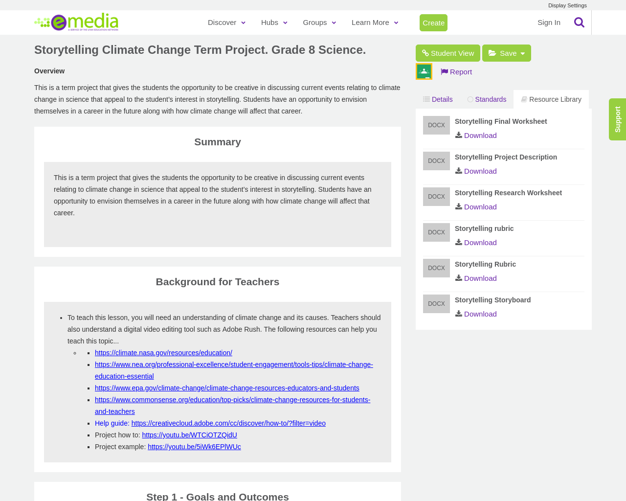 Storytelling Climate Change Term Project. Grade 8 Science. | eMedia