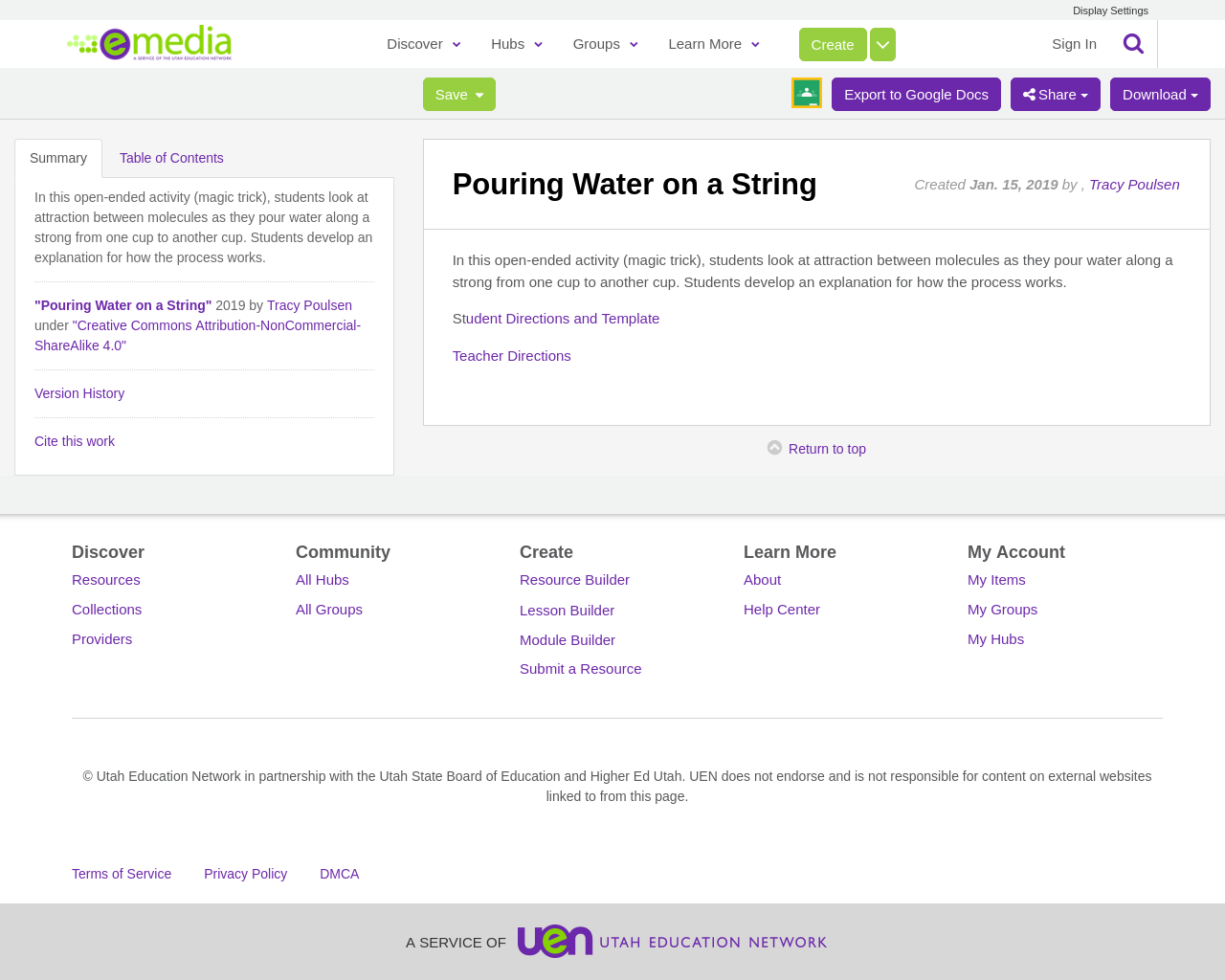 Pouring Water on a String | eMedia