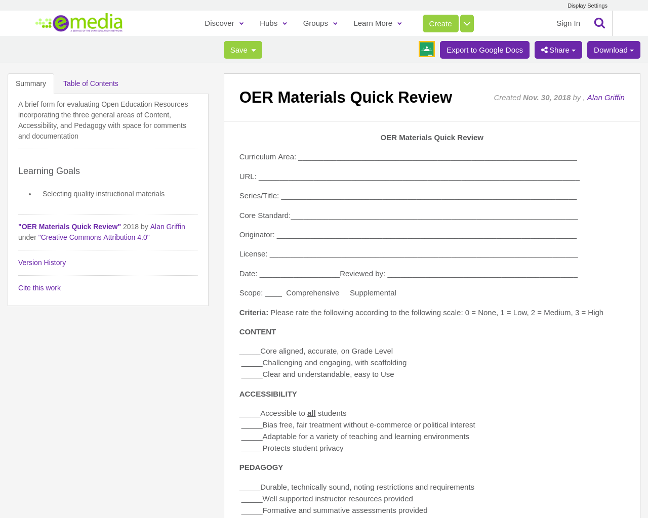 OER Materials Quick Review | eMedia